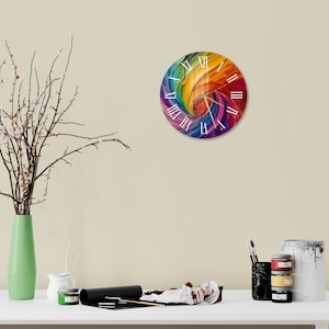 Glass Colorful Wall Clock Wall Art, Color Palette Tempered Glass Wall ...