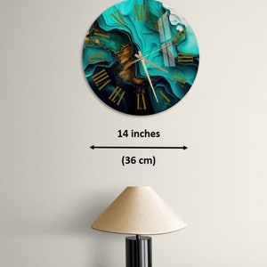 Tempered Glass Abstract Wall Clock Wall Art, Marbled Style, Unique ...