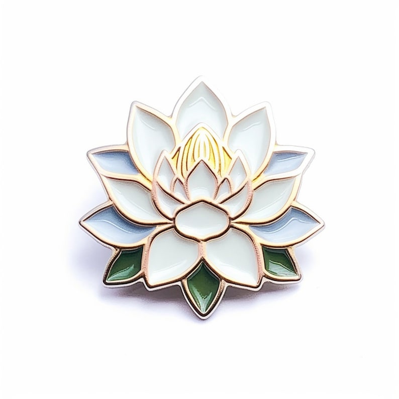 White Lotus Flower Enamel Lapel Pin - Etsy