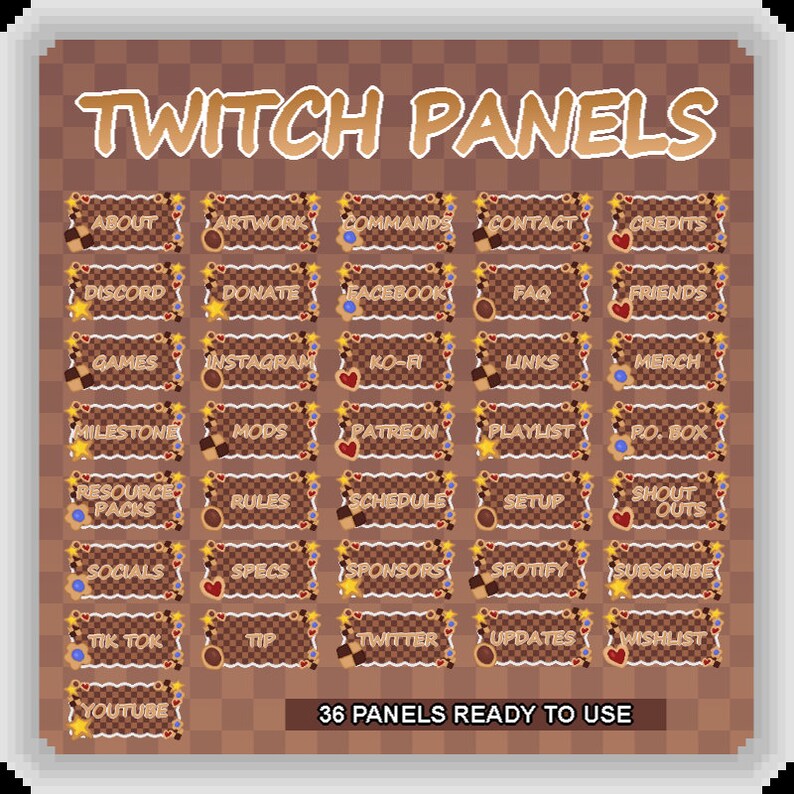 36x Cute Pixel Art Cookie Twitch Panels - Stream Panels - Luxurialee ...