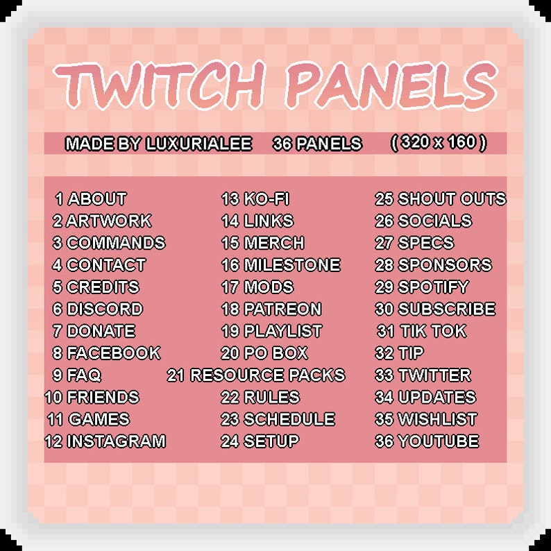 36x Pixel Art Peach Twitch Panels - Stream Panels - Luxurialee - Fruits ...