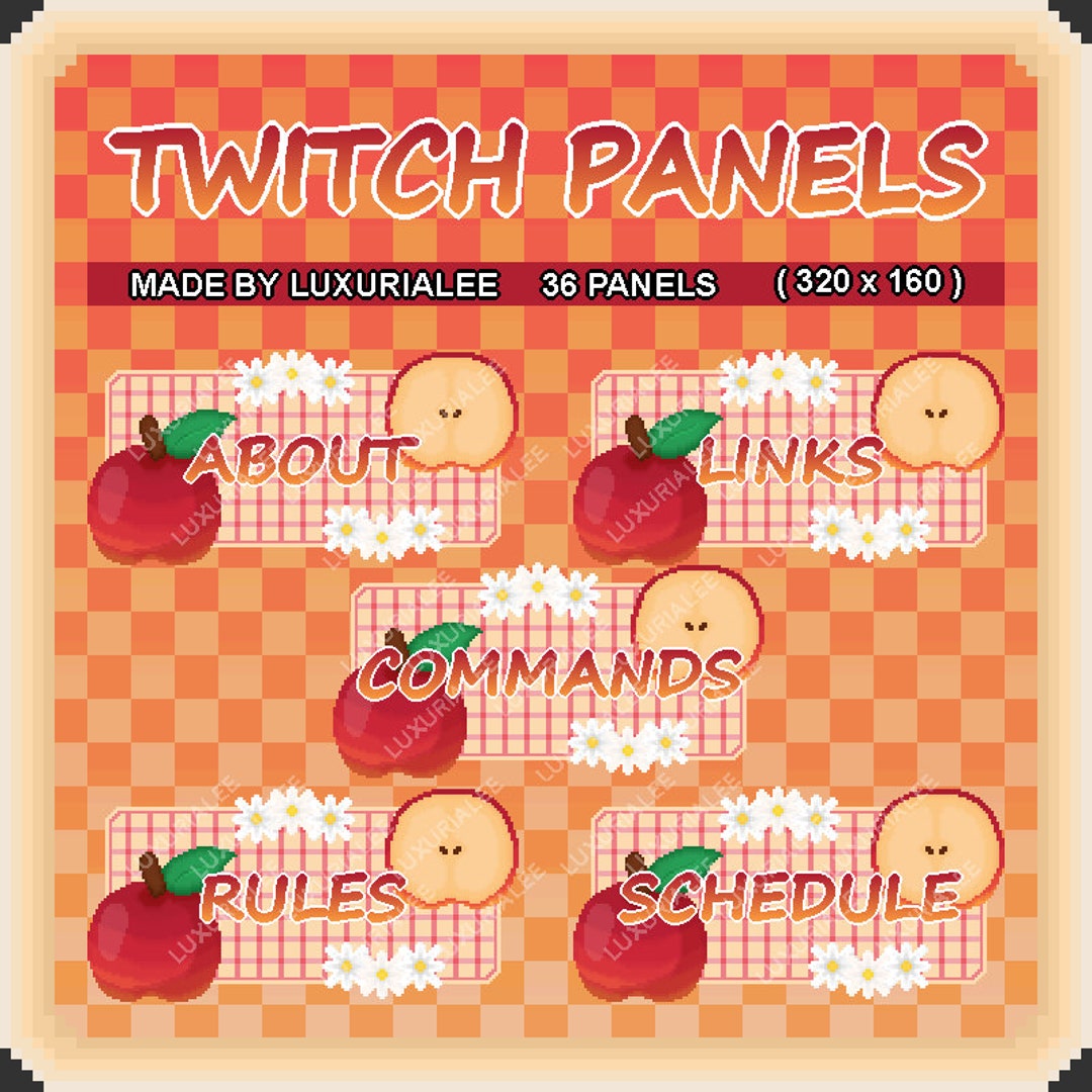 36x Pixel Art Apple Twitch Panels - Stream Panels - Luxurialee - Fruits ...