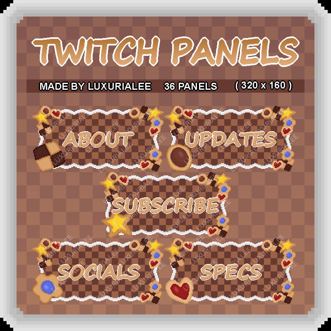 36x Cute Pixel Art Cookie Twitch Panels Stream Panels Luxurialee Kawaii ...