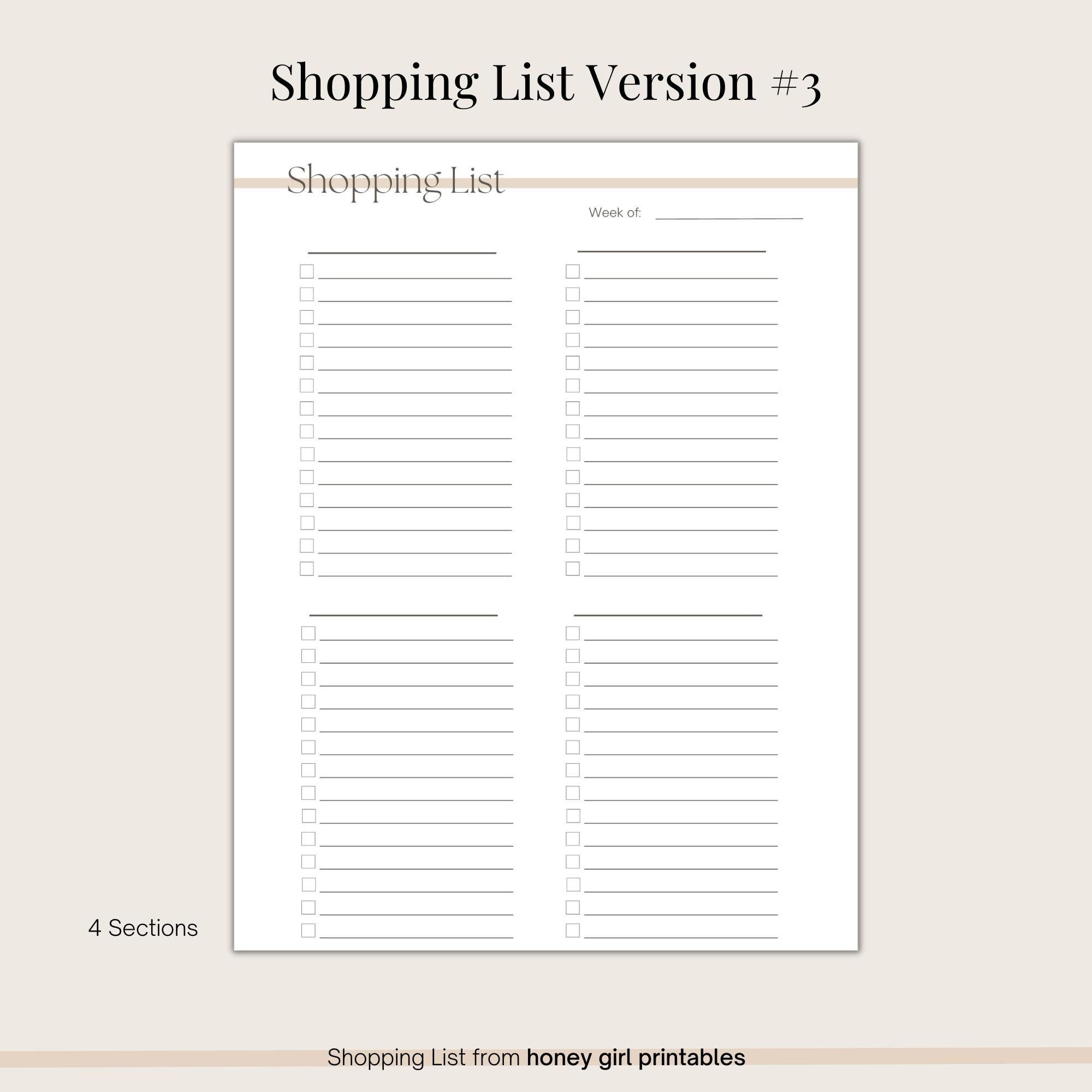Shopping List, Printable Shopping List, Printable List, Grocery List ...