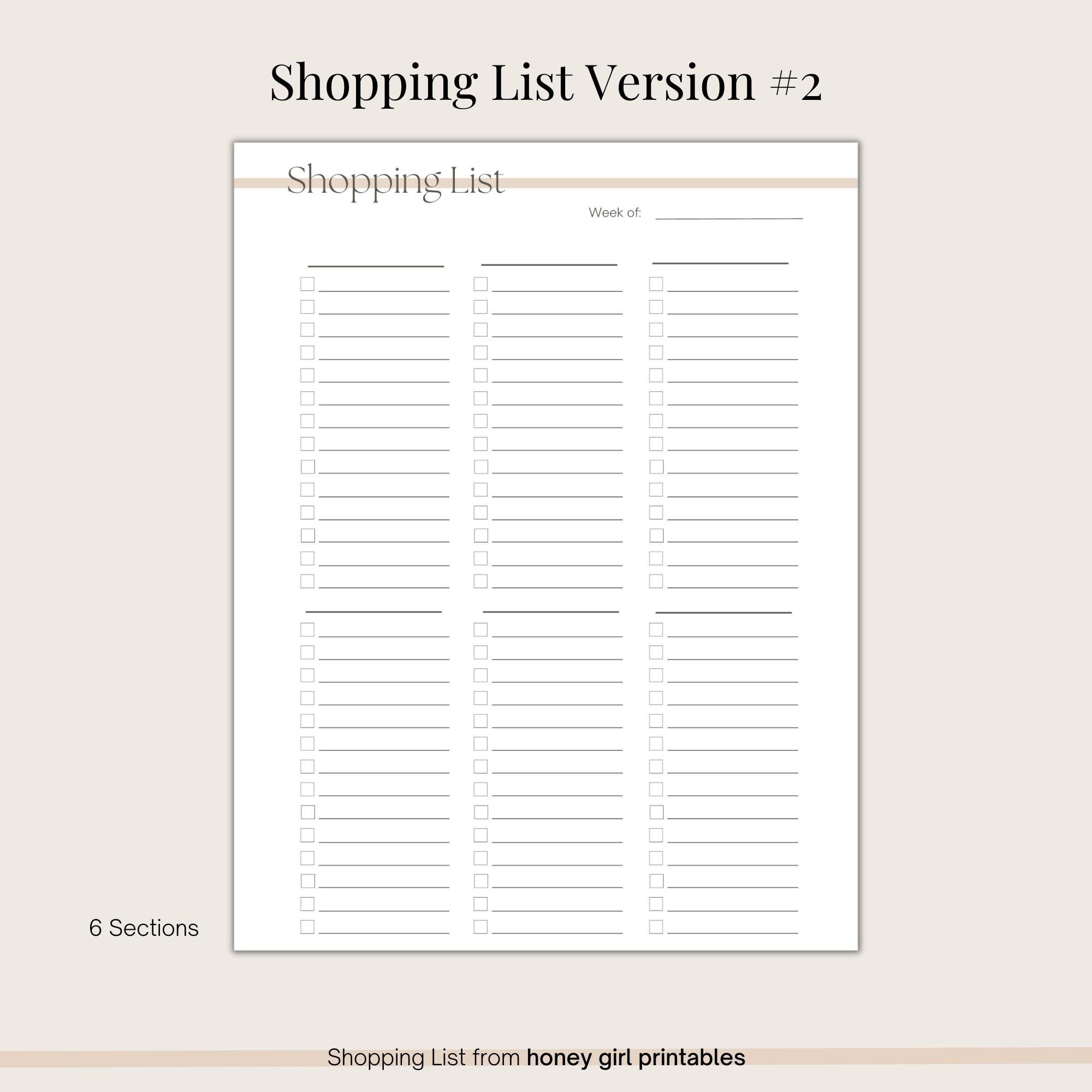 Shopping List, Printable Shopping List, Printable List, Grocery List ...
