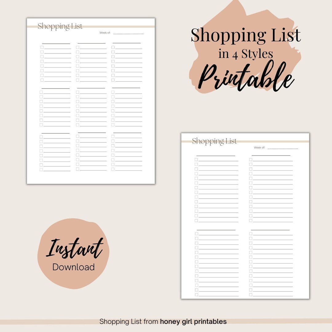 Shopping List, Printable Shopping List, Printable List, Grocery List ...