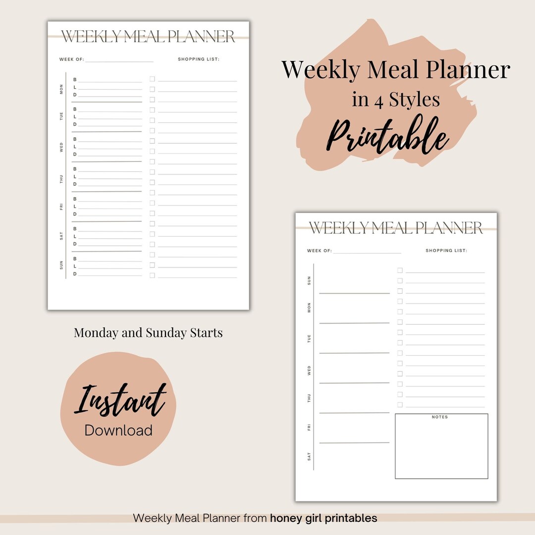 Weekly Meal Planner, Meal Planner, Weekly Meal Planner Printable, Meals ...