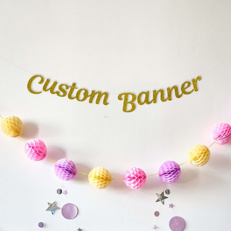 Custom Glitter Banner Personalized Script Glitter Sign String Letter ...