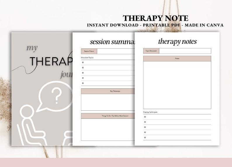 Therapy Notes, Therapy Session Log, Pre and Post Therapy Session Notes ...