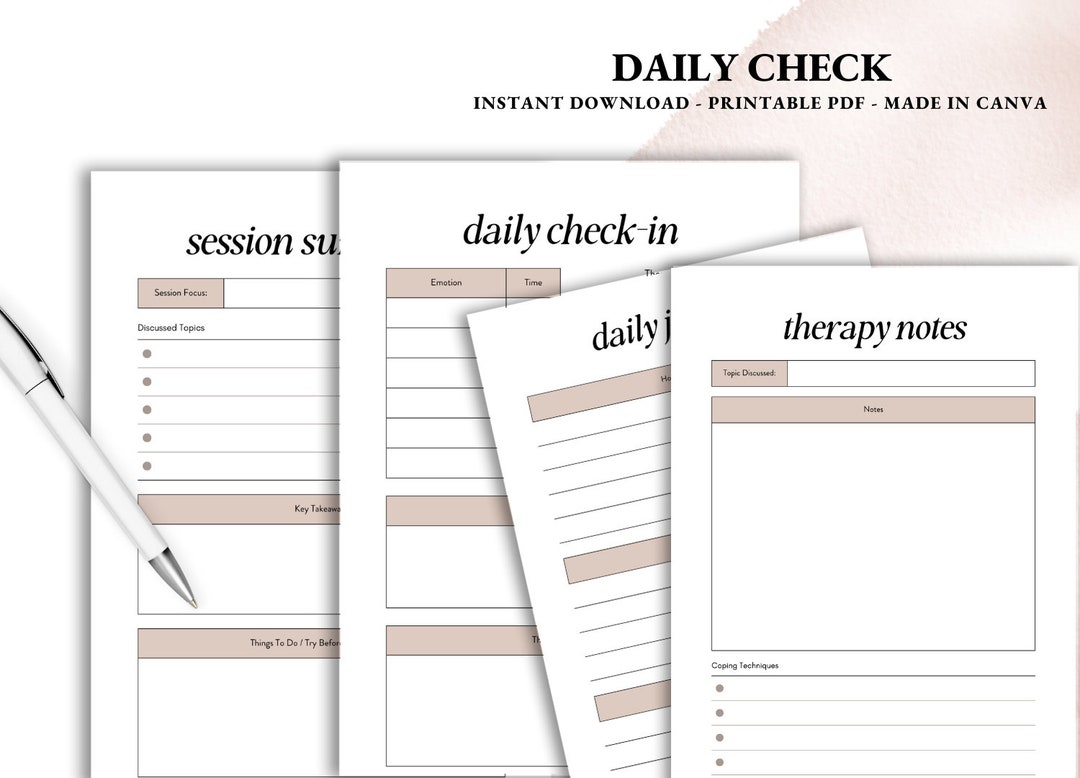 Therapy Notes, Therapy Session Log, Pre and Post Therapy Session Notes ...