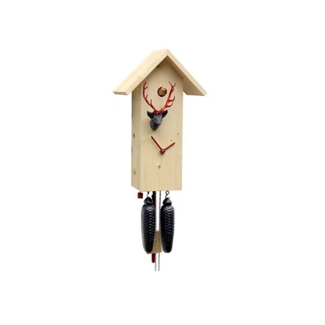 Natural Wood Cuckoo Clock With Deer Head, Deer Cuckoo Clock,handmade ...