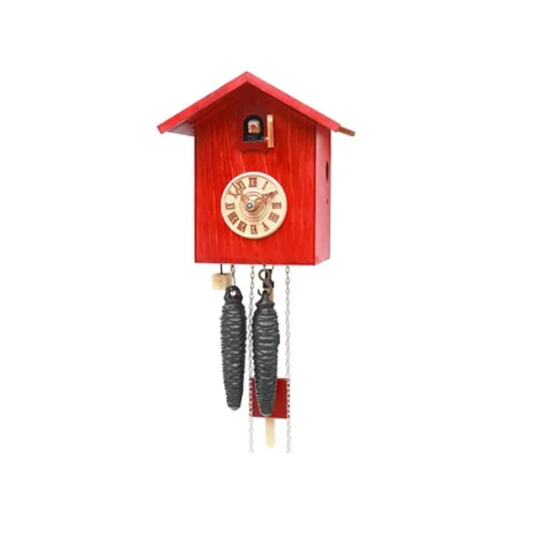 Red Rustic Black Forest Cuckoo Clock, Handmade Cuckoo Clock With Clock Hands, German Cuckoo ...