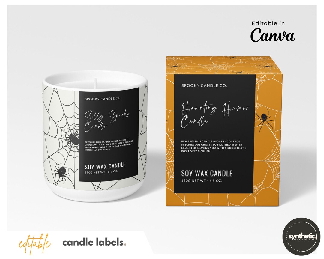 3 Editable HALLOWEEN Candle Labels > Square Candle Label > Printable ...