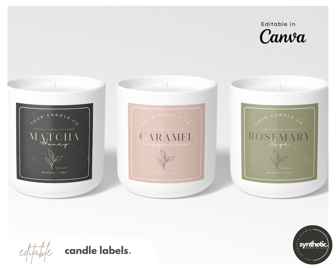 Editable Candle Labels > Square Candle Label > Printable Template Canva ...