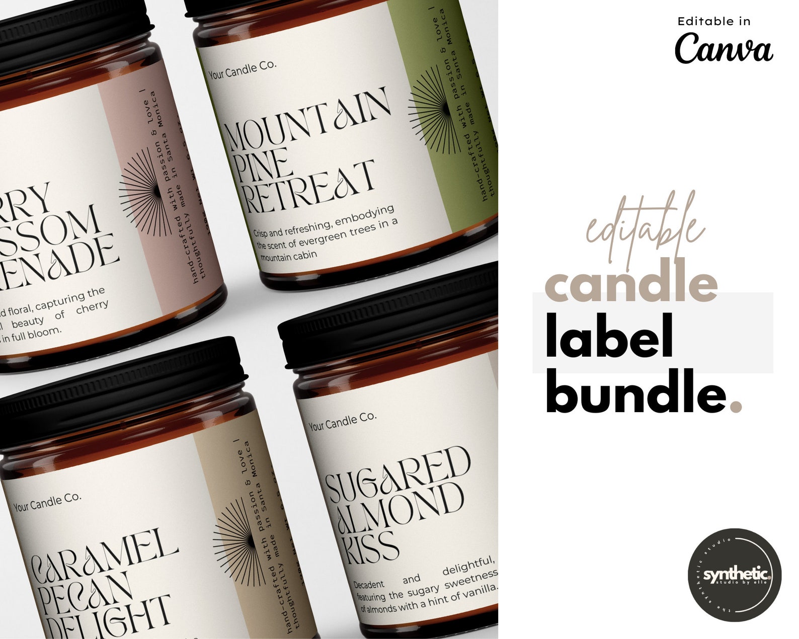 Editable Candle Labels > Square Candle Label > Printable Template Canva ...