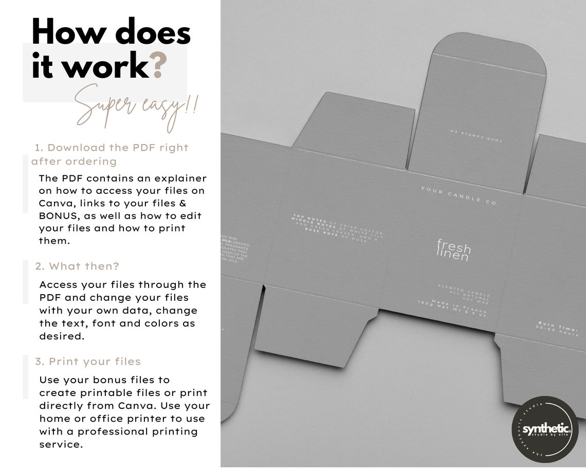 2 Personalized Candle Box Templates & Candle Gift Box Minimalistic Box ...