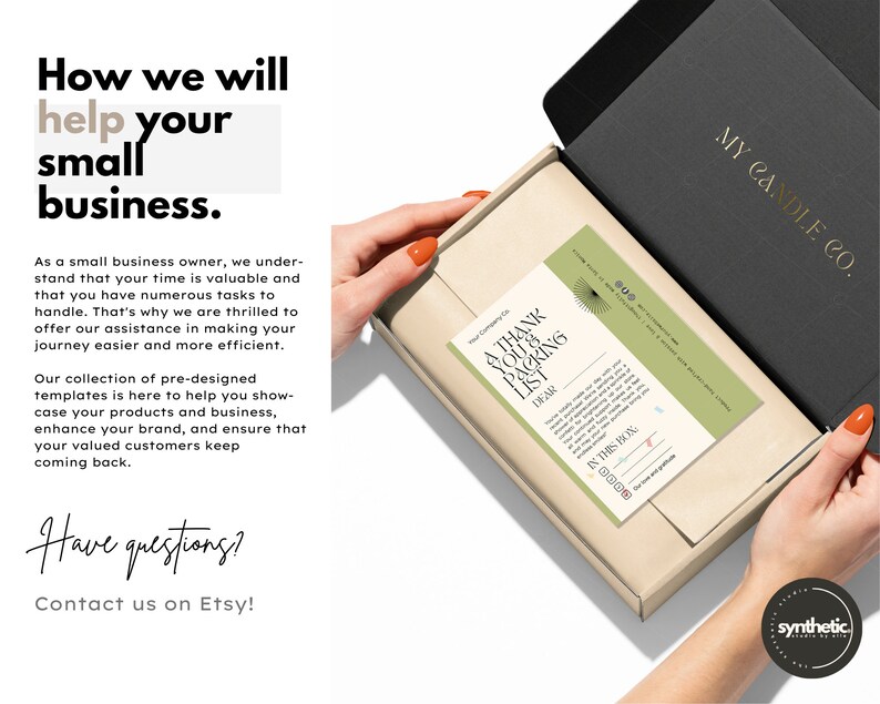 Editable Thank You Card & Printable Order Insert, Personalized Thank ...