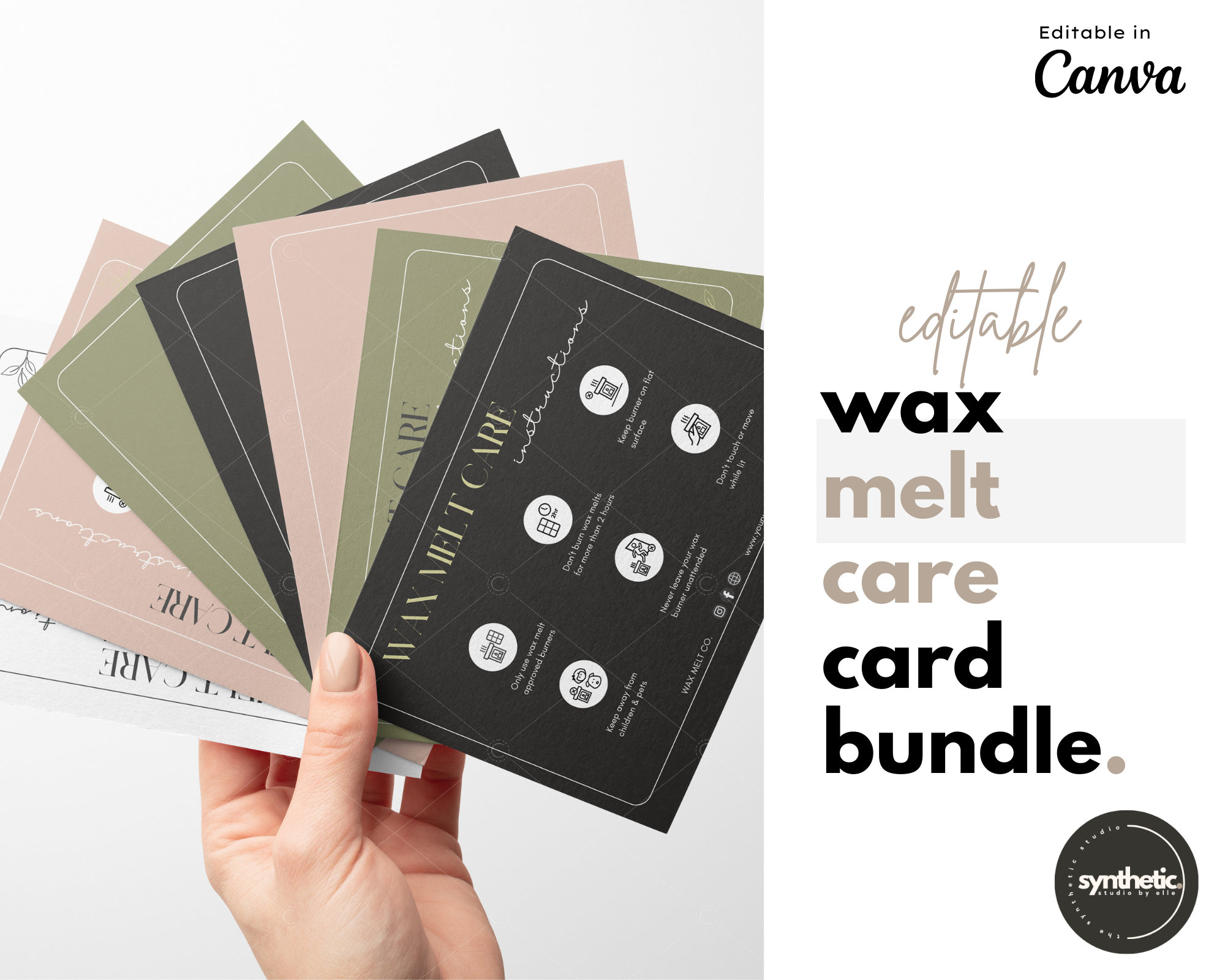 Wax Melt Care Card | Editable Printable Canva Template for Small ...