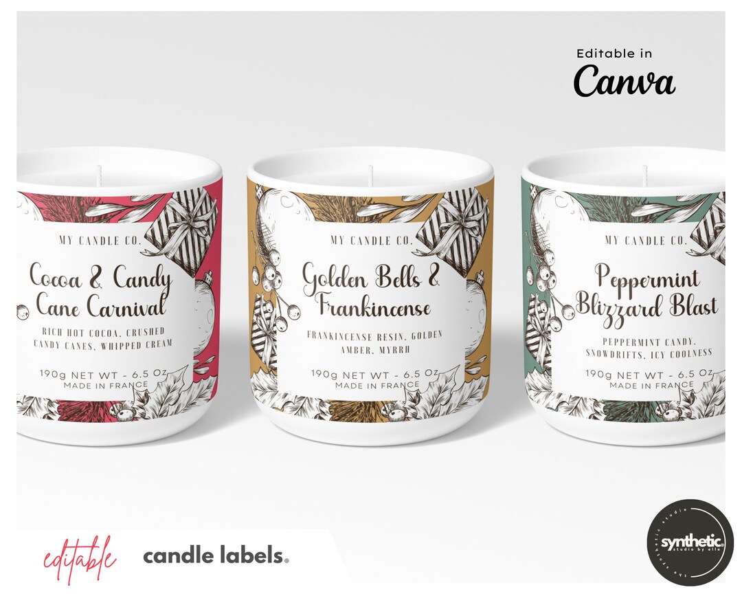 3 Custom CHRISTMAS Candle Labels > Holiday Candle Label > Square XMAS ...