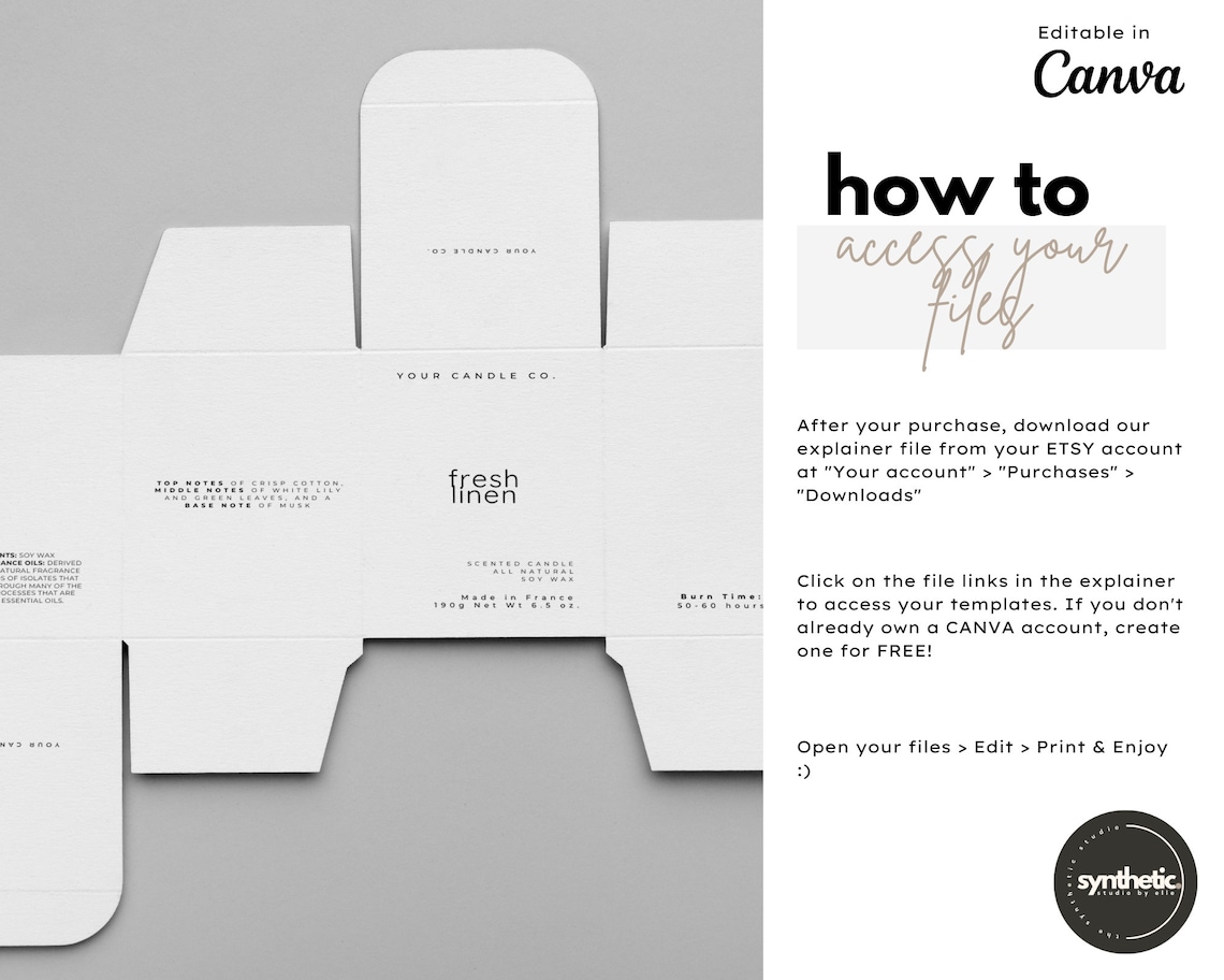 2 Personalized Candle Box Templates & Candle Gift Box Minimalistic Box ...