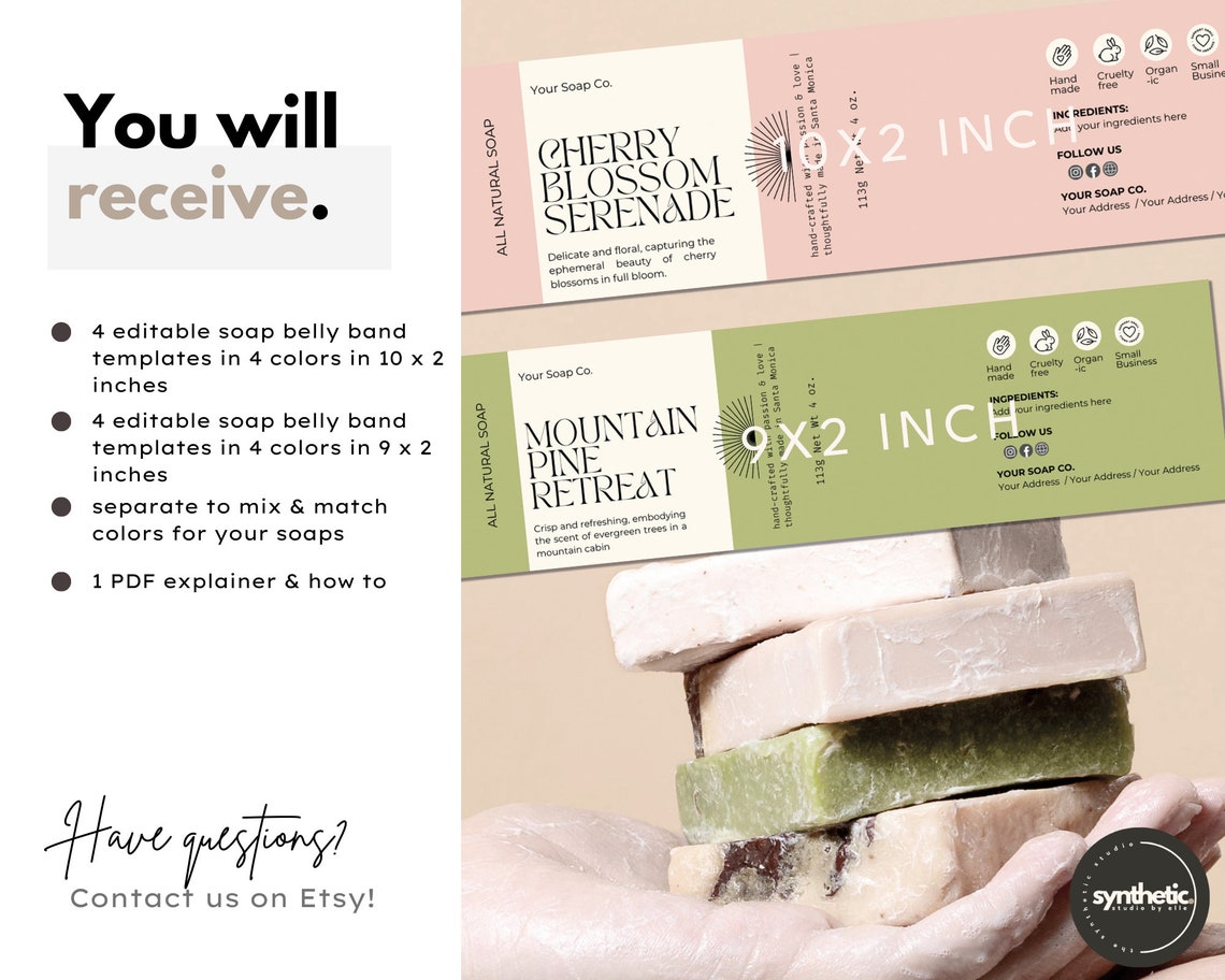 Editable Soap Labels Canva Templates. Printable Custom Soap Labels ...