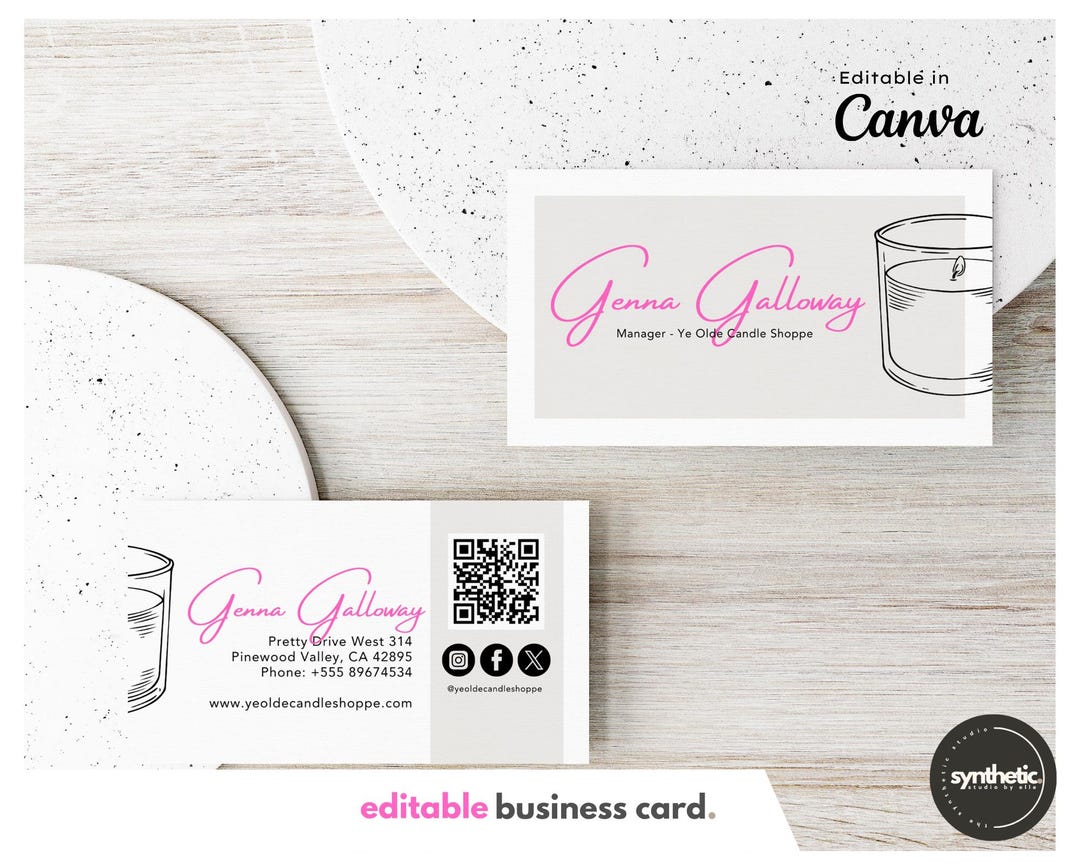 Candle Business Card Template With QR Code - Digital Product, Instant ...
