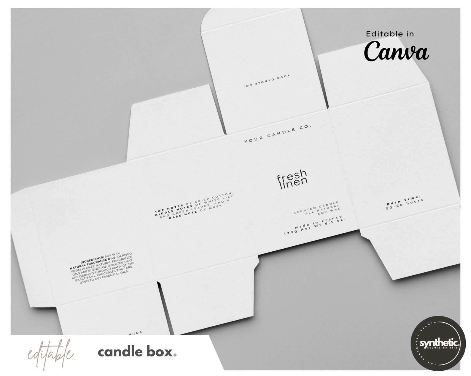 2 Personalized Candle Box Templates & Candle Gift Box | Minimalistic ...