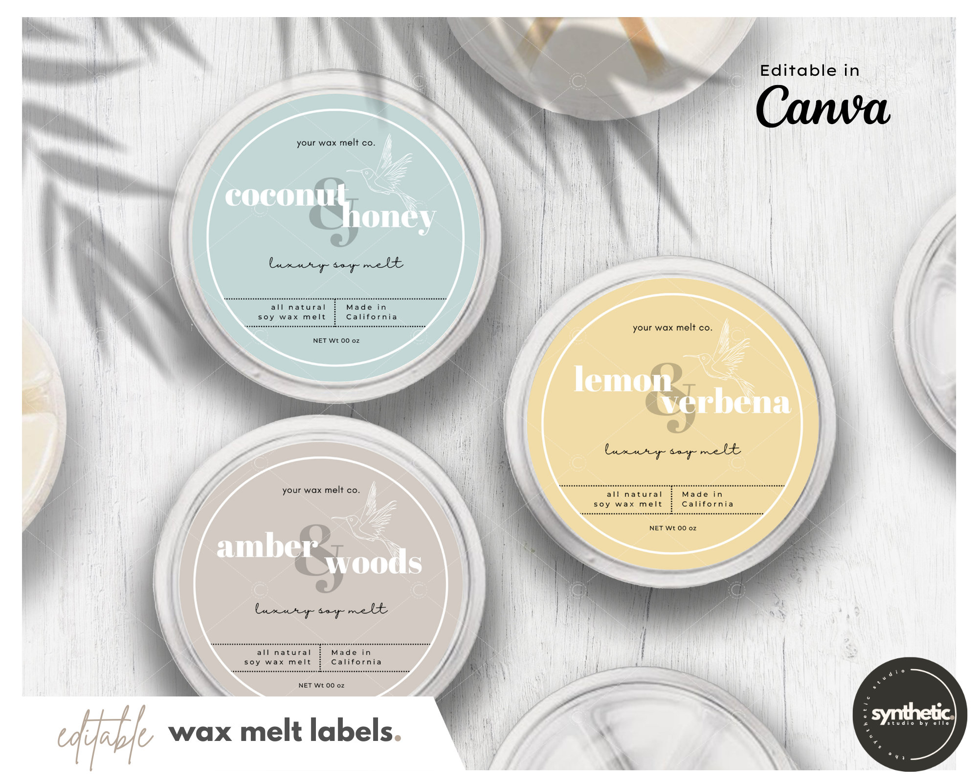 Editable Wax Melt Labels > Round Wax Melt Label > Printable Template ...