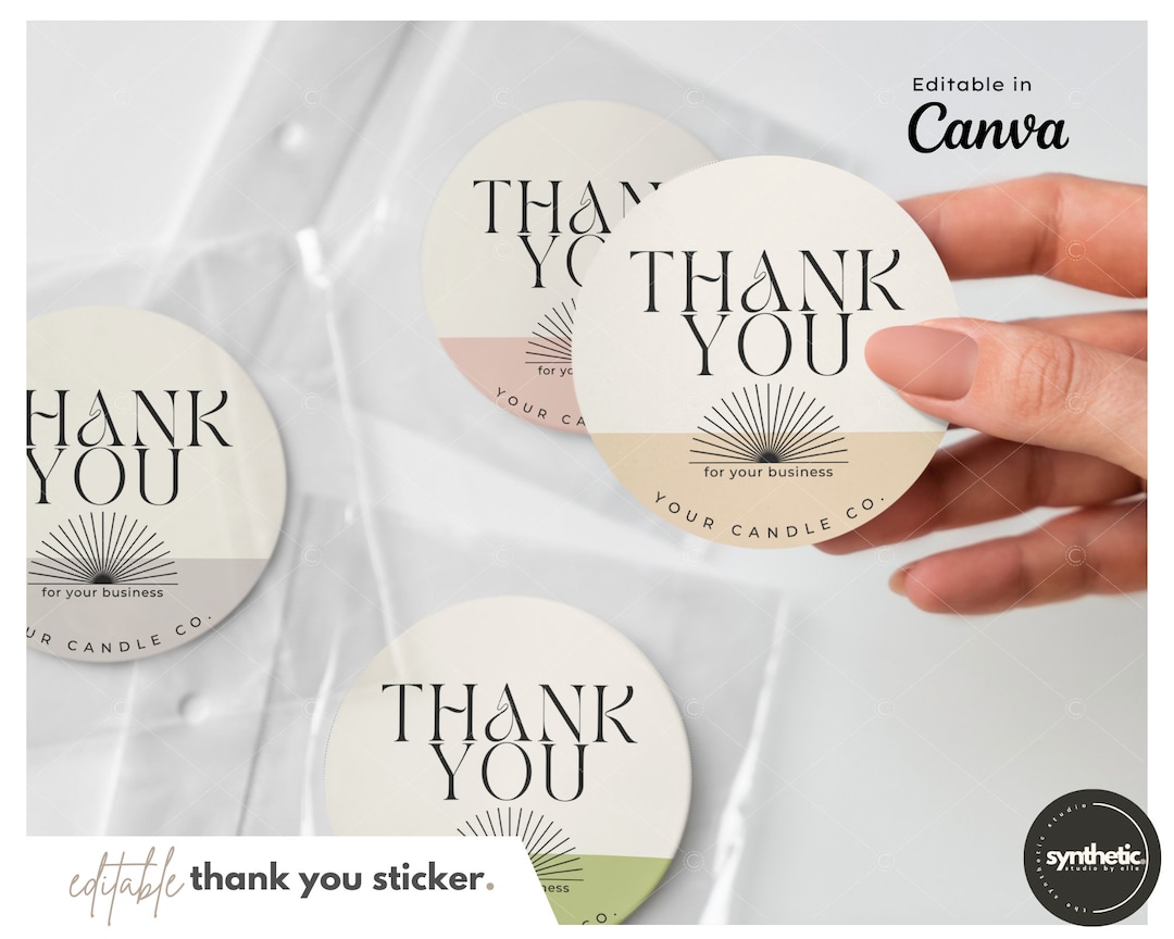 EDITABLE Thank You Sticker & Printable Thank You Label Template, Small ...