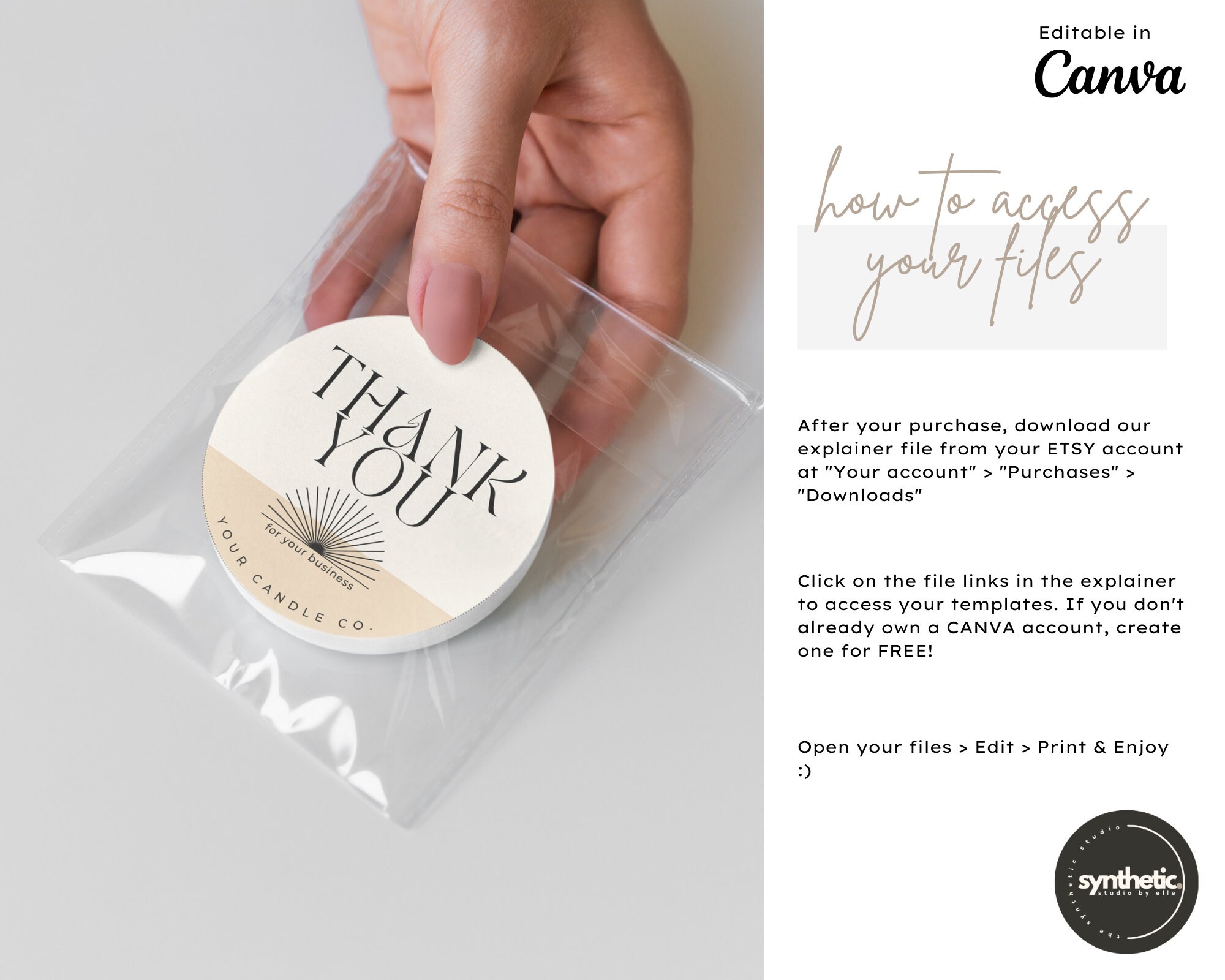 EDITABLE Thank You Sticker & Printable Thank You Label Template, Small ...