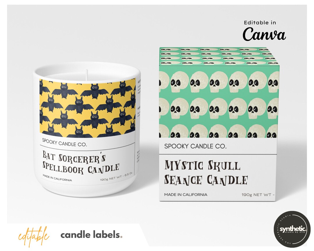 3 Printable HALLOWEEN Candle Labels > Editable Spooky Label SET ...