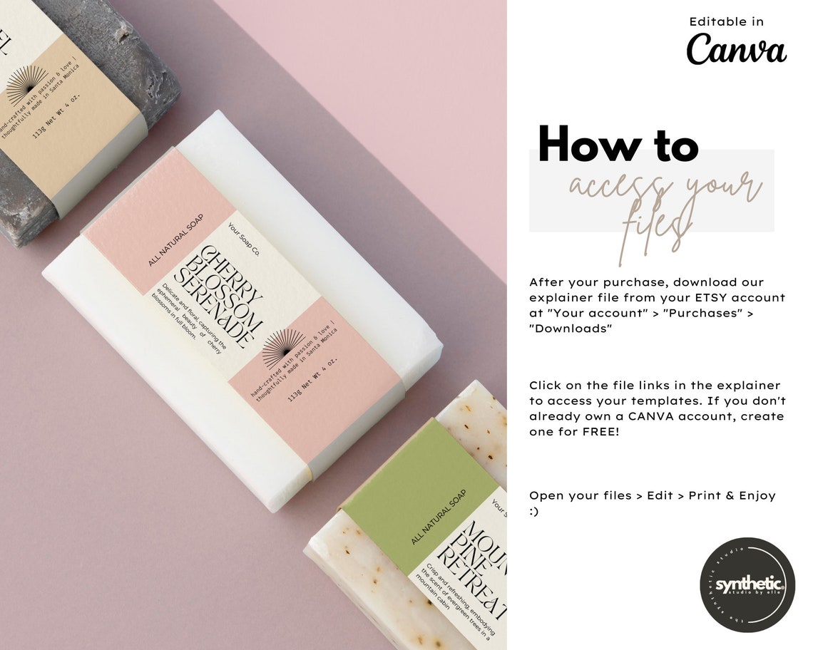 Editable Soap Labels Canva Templates. Printable Custom Soap Labels ...