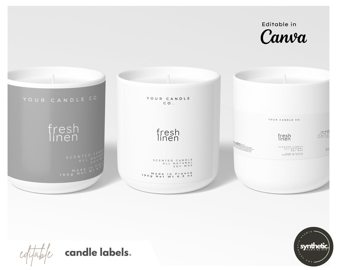 12 Minimalist Candle Labels, Candle Branding for Small Business, Canva ...