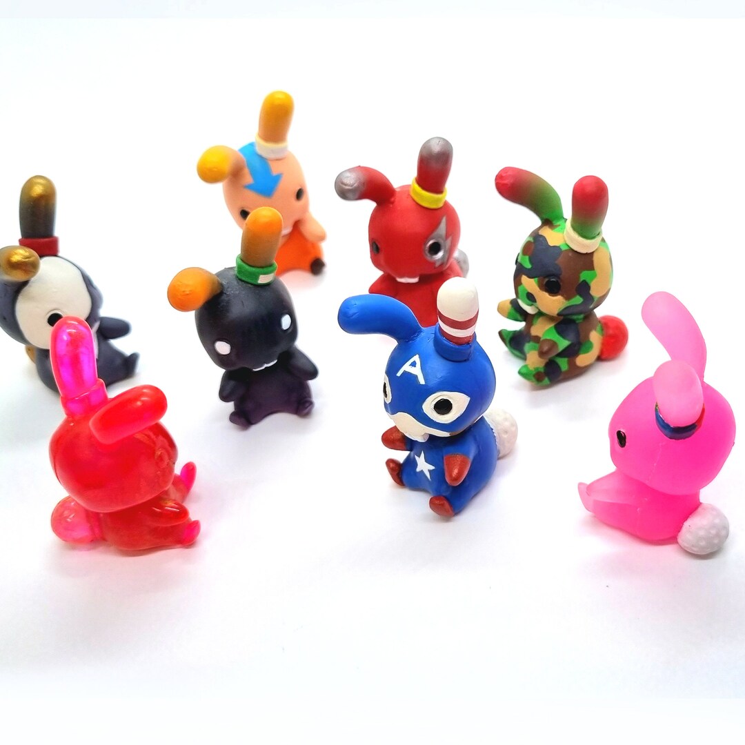 Tubitz Bunny Figurine, Cute Handmade Art Toy, Chibi Rabbit Figure ...