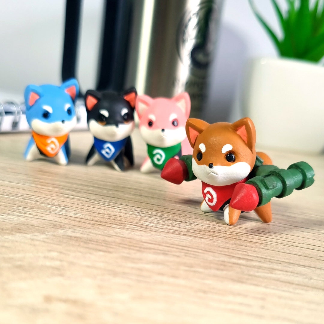 Cute Shiba Figurine, Miniature Bazooka, Handmade Polymer Clay Art Toy ...