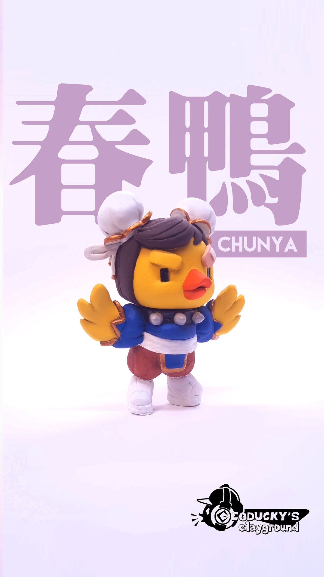 Cute Duck Figurine, Handmade Videogame Art Toy, Chibi Chun Li Figurine ...