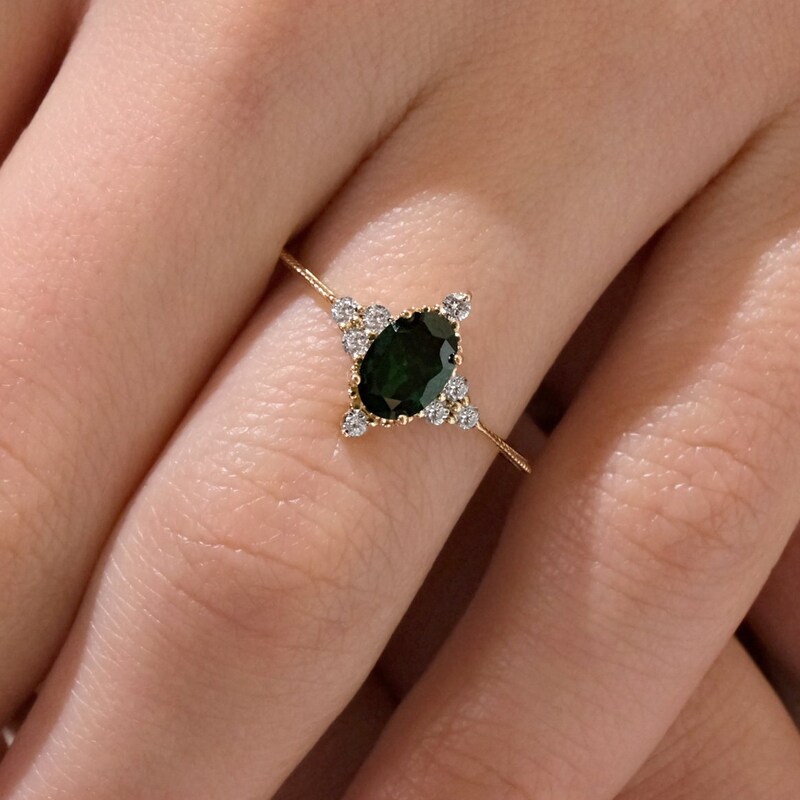 Green Gemstone Ring - Etsy