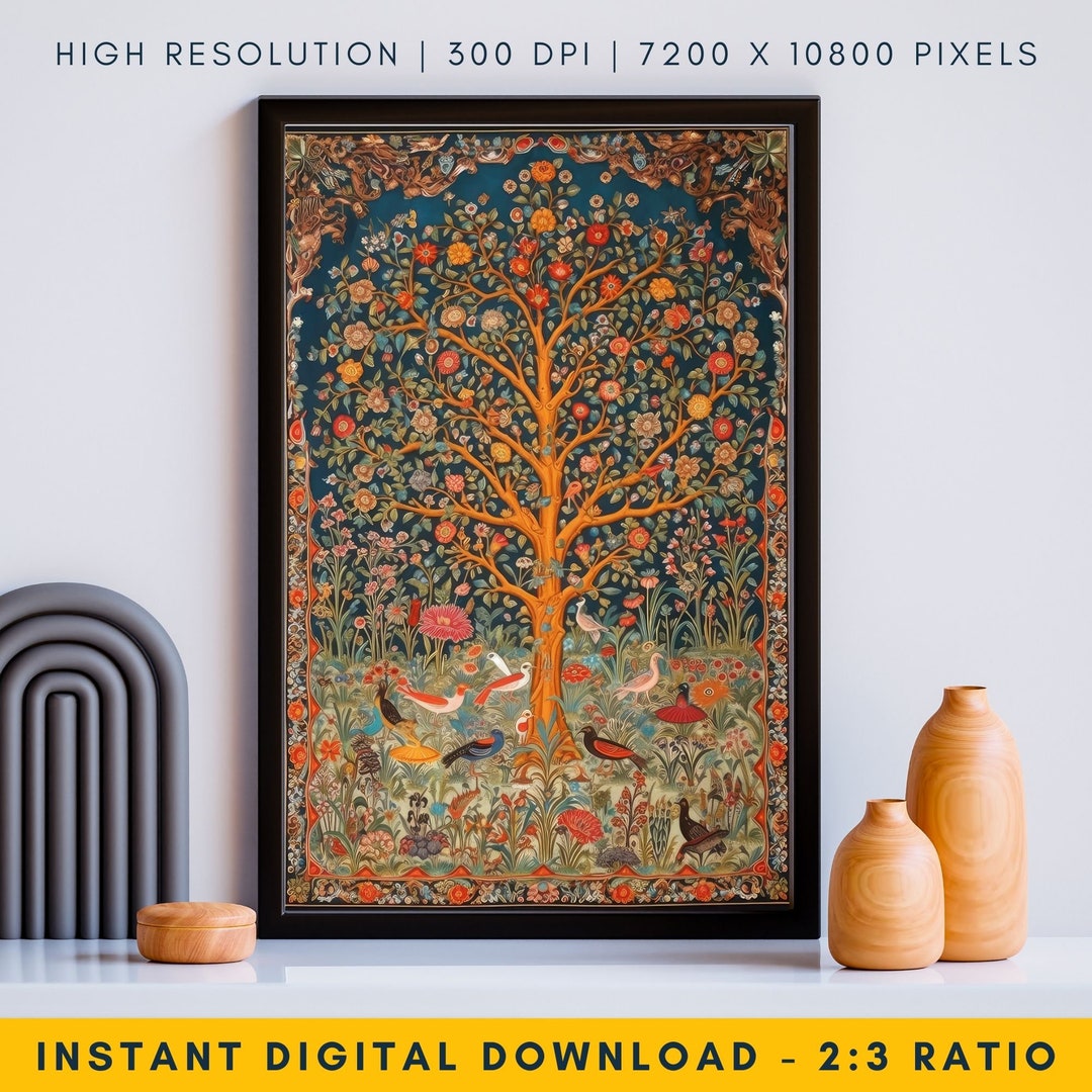 Pichwai Painting Tree of Life - Exquisite Indian Folk Art, Traditional ...