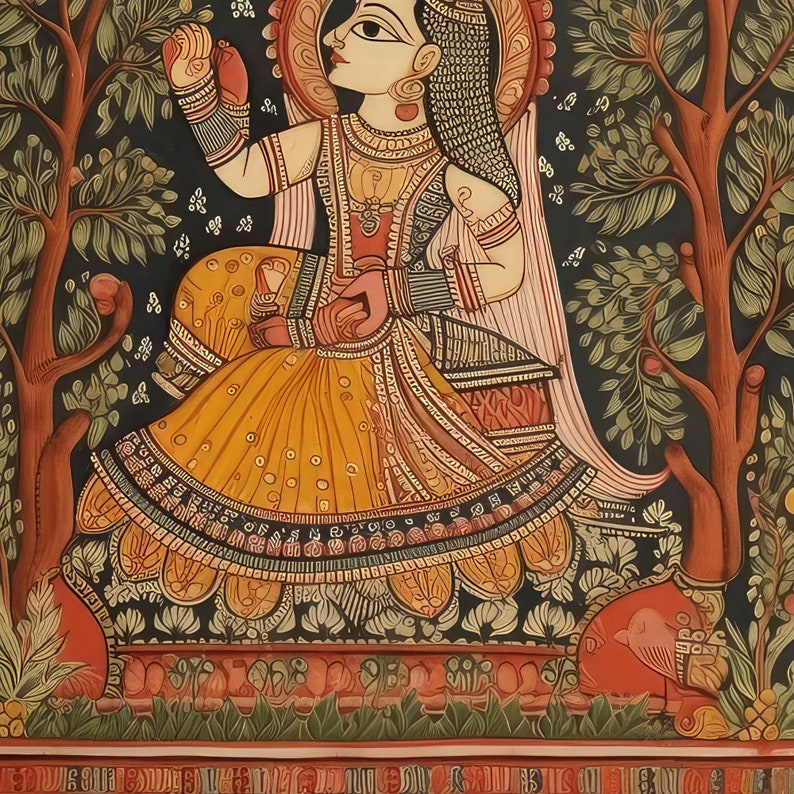 Indian Madhubani Painting, Madhubani Wall Art, Madhubani Print Poster ...