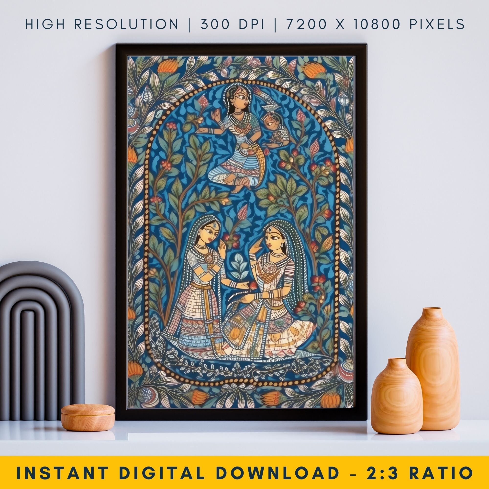 Ethereal Madhubani Painting, Traditional Indian Folk Art Painting ...
