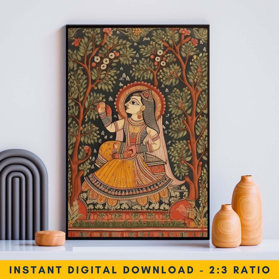 Buy Indian Madhubani Painting, Madhubani Wall Art, Madhubani Print ...