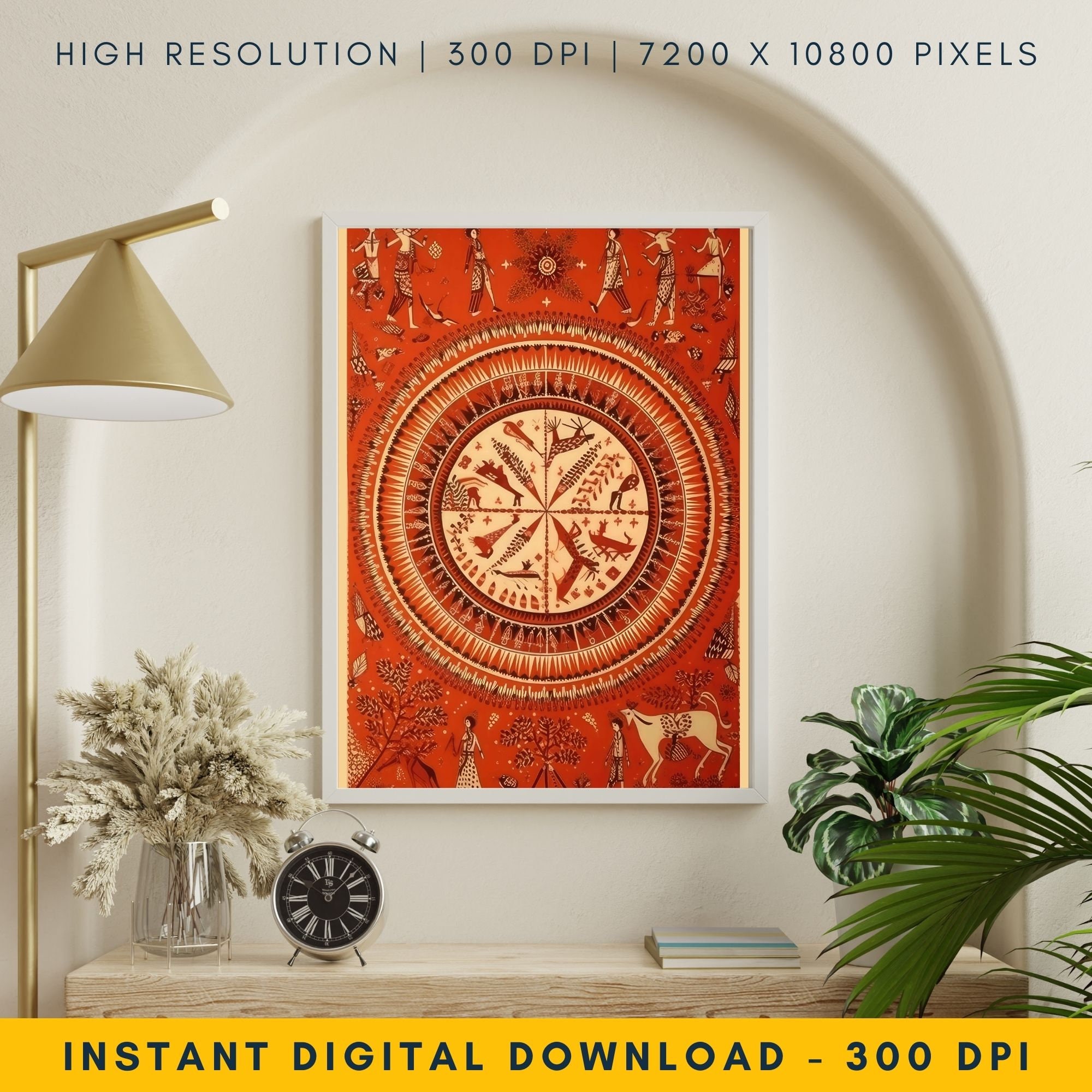 Red Indian Warli Painting, Warli Tribal Indian Folk Art Painting ...