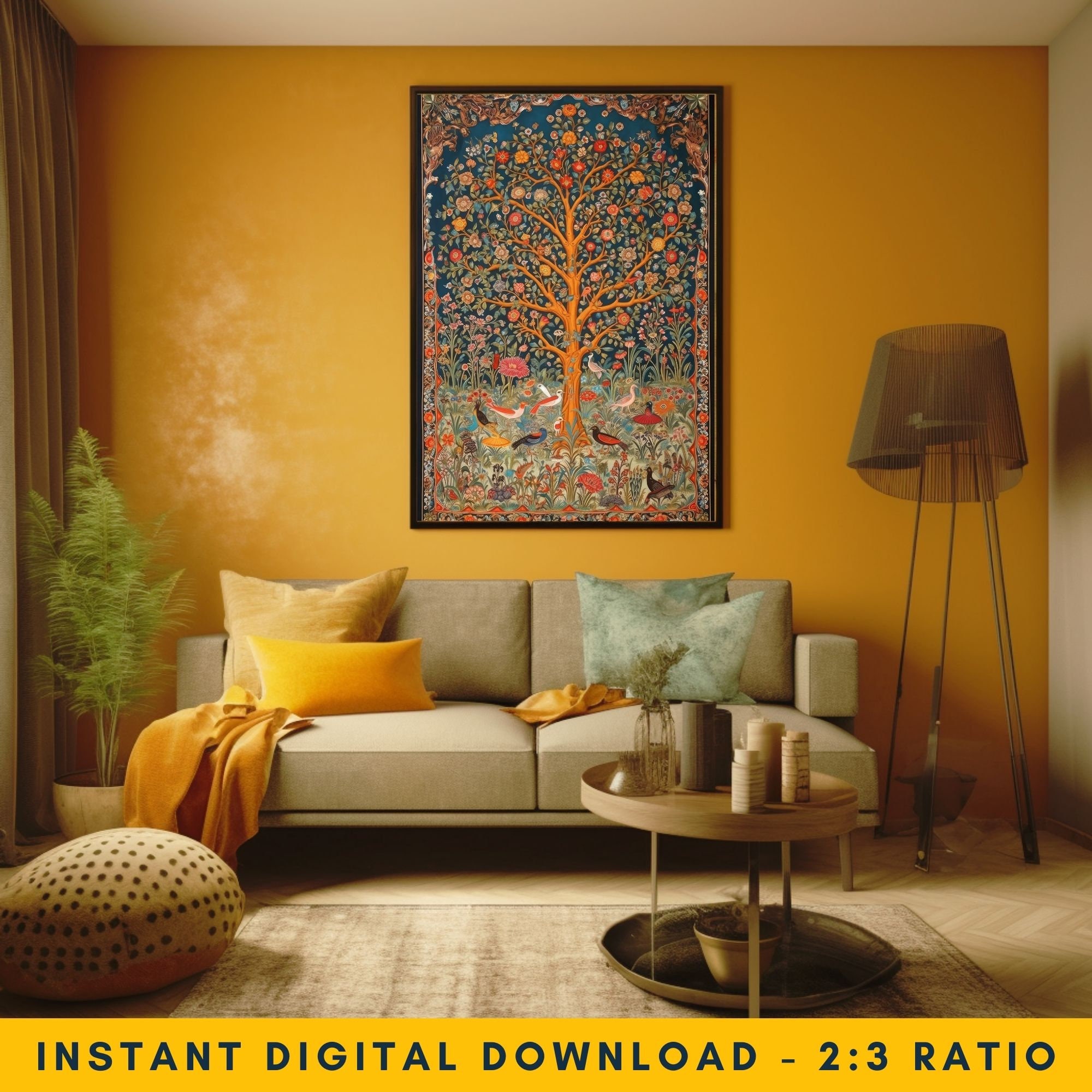 Pichwai Painting Tree of Life - Exquisite Indian Folk Art, Traditional ...