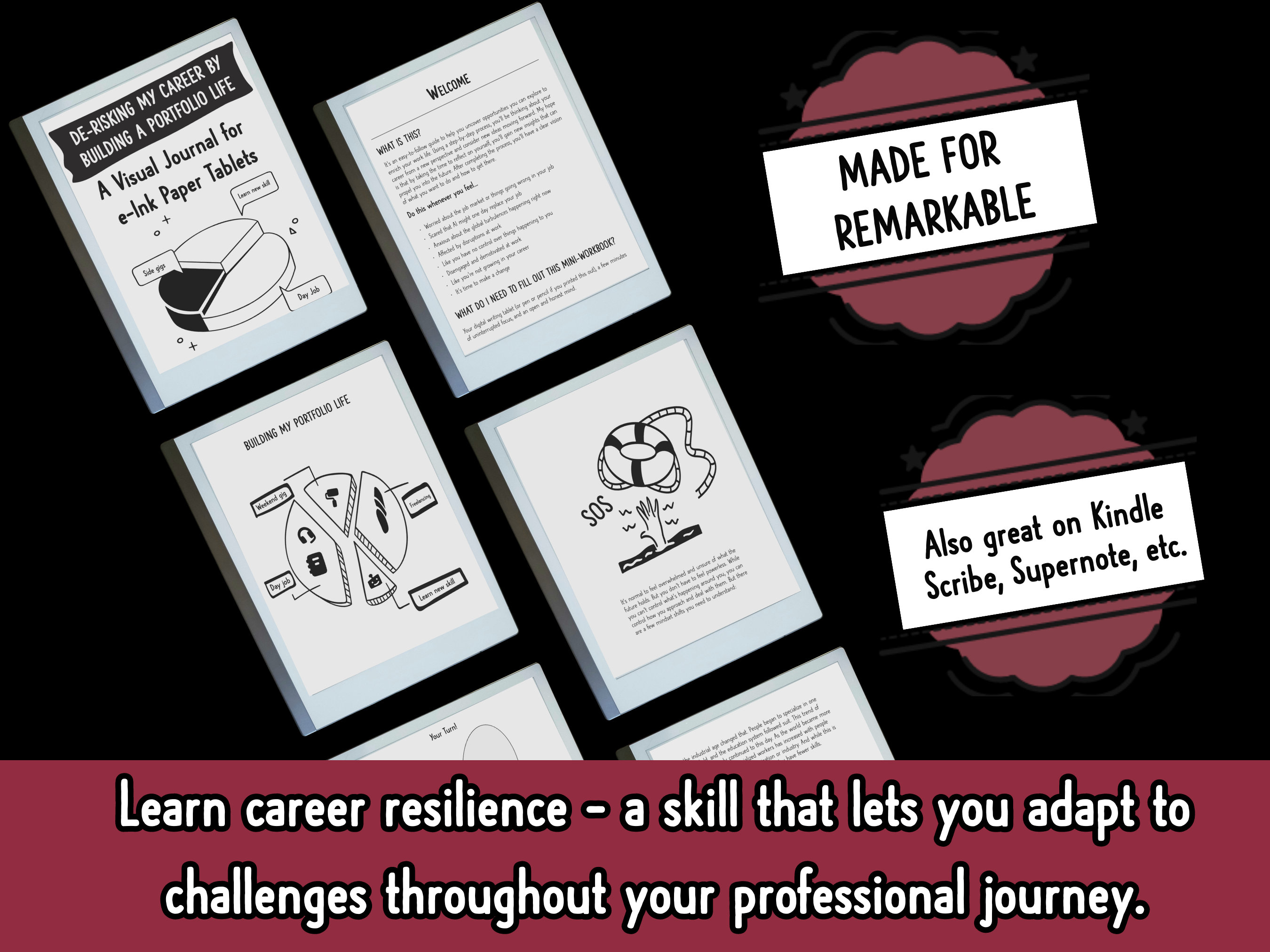 Remarkable Templates Career Growth Planner Journal for Remarkable, Work ...