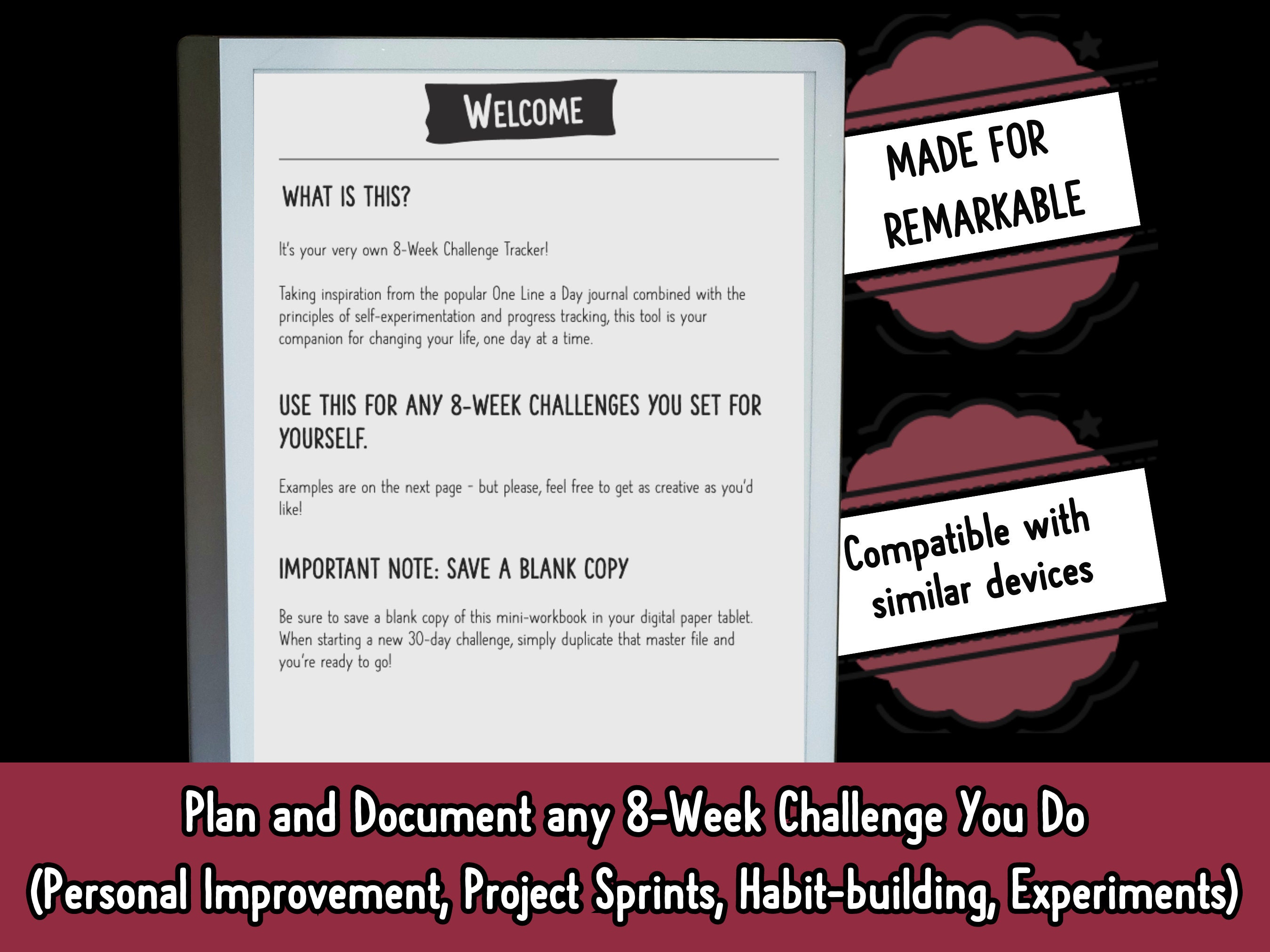 Remarkable Template - Progress Tracker Personal Productivity, Self ...