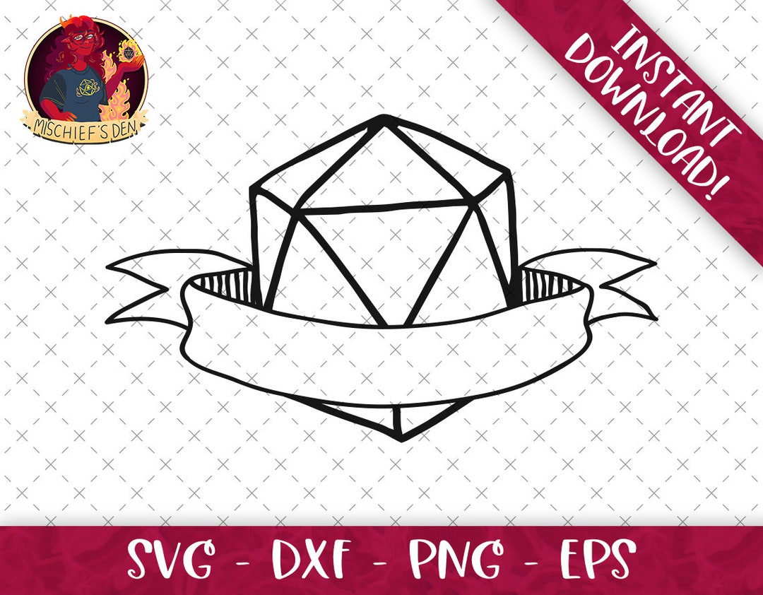 Blank D20 Dice With Banner SVG Bundle | Svg Eps Dxf Png Format Bundle ...
