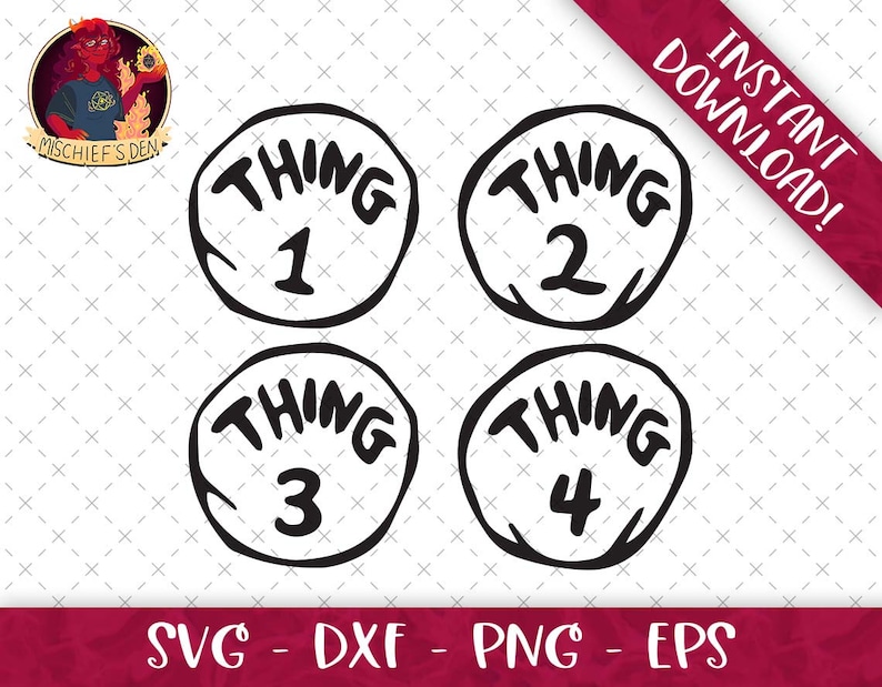 Thing 1 2 3 4 SVG Bundle Svg Eps Dxf Png Format Bundle Silhouette ...