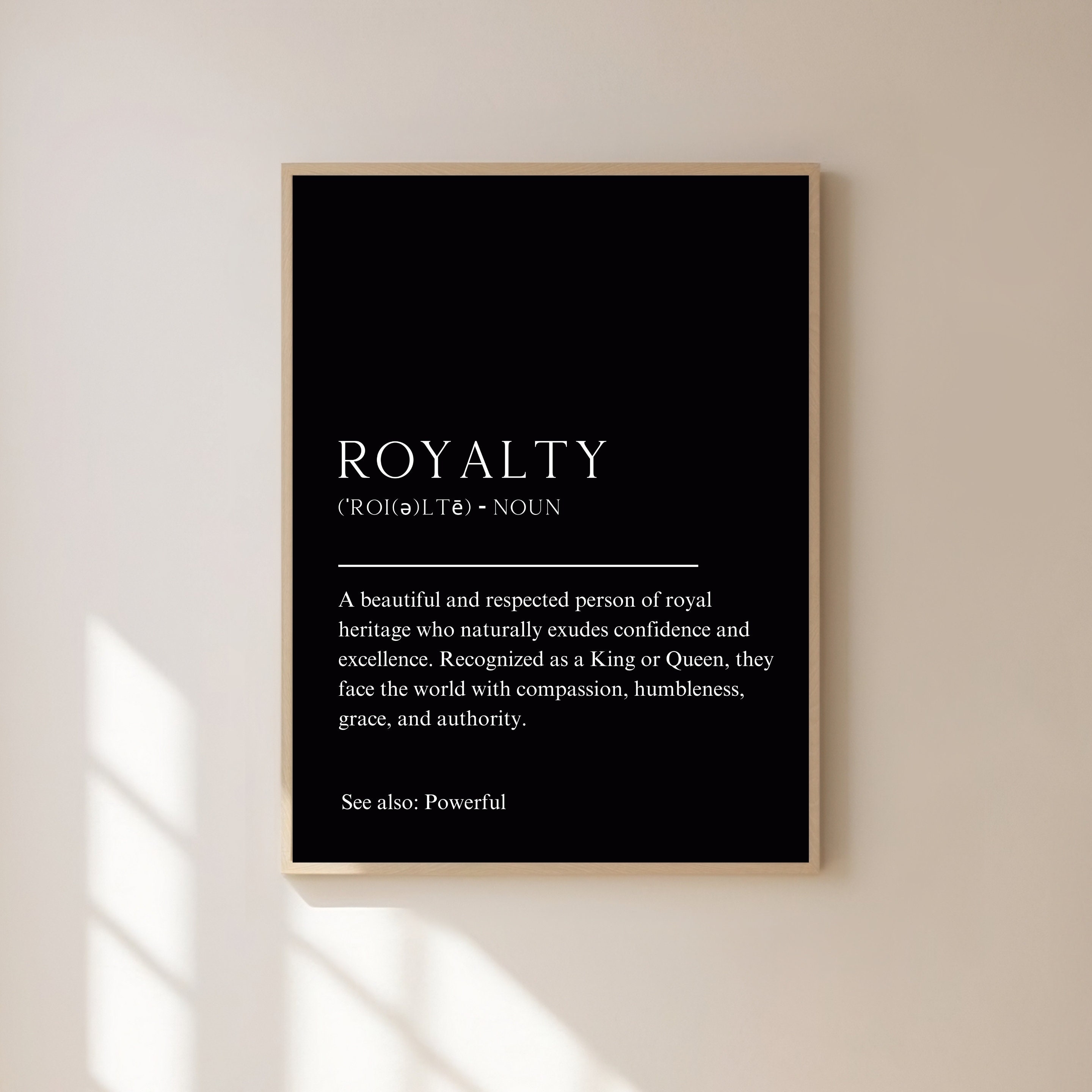 Royalty Definition, Definition Print, Typography Art, Wall Art ...