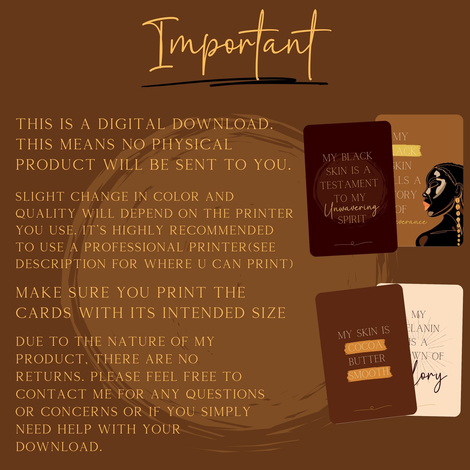 Melanin Affirmation Cards, Printable Affirmation Cards, Self-love ...