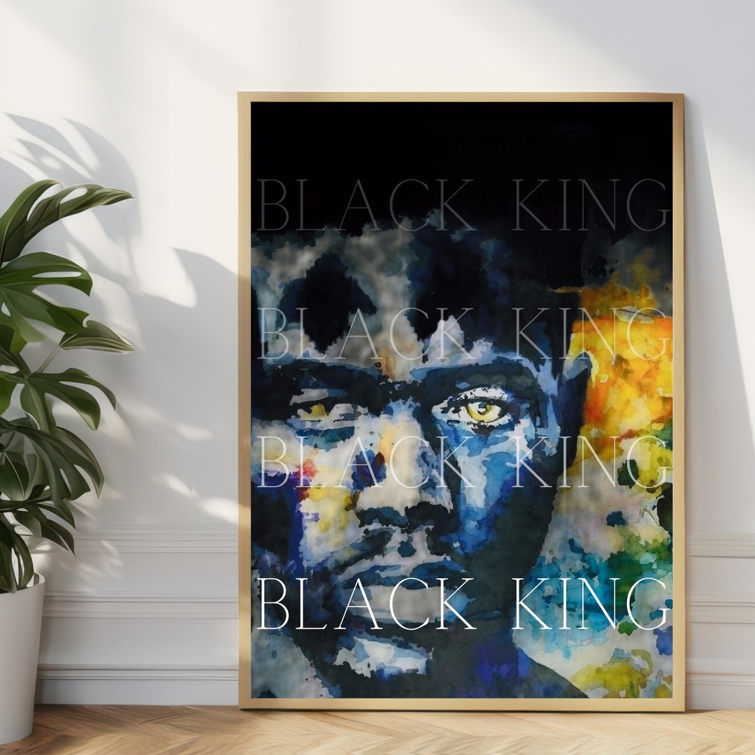 Black King Wall Art, African American Art, Black Art, Black Man Art ...